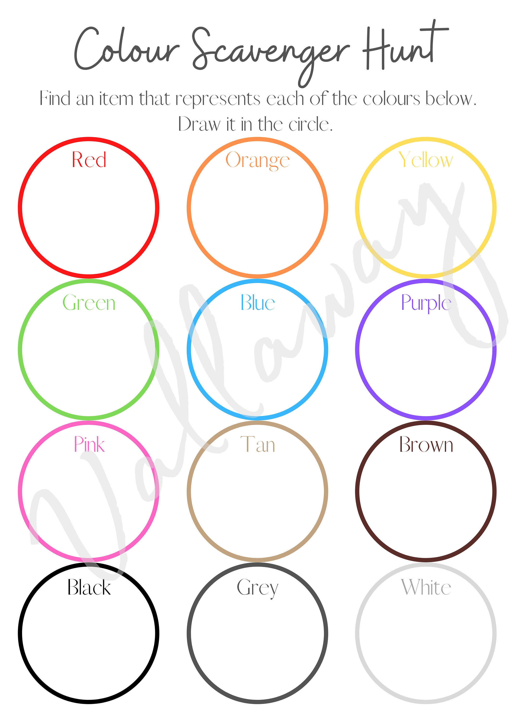 Colour Scavenger Hunt Fun Kids Activity - Etsy