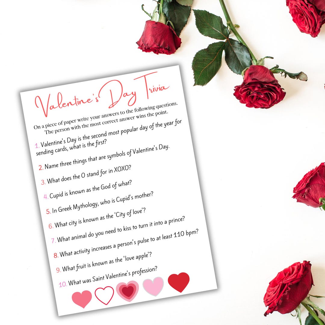 Valentine's Day Trivia Printable Game - Etsy