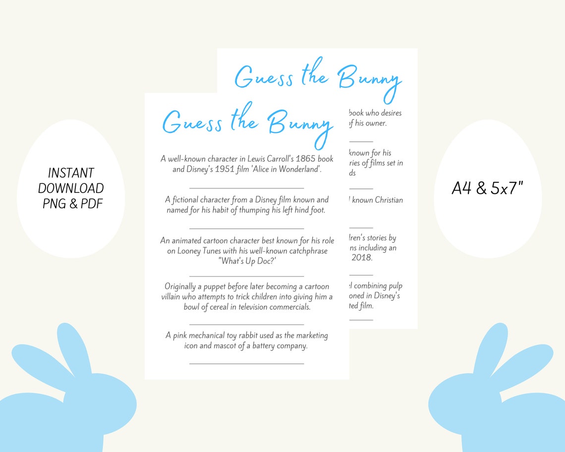 Guess the Famous Bunny - Easter Printable Game - Etsy Australia