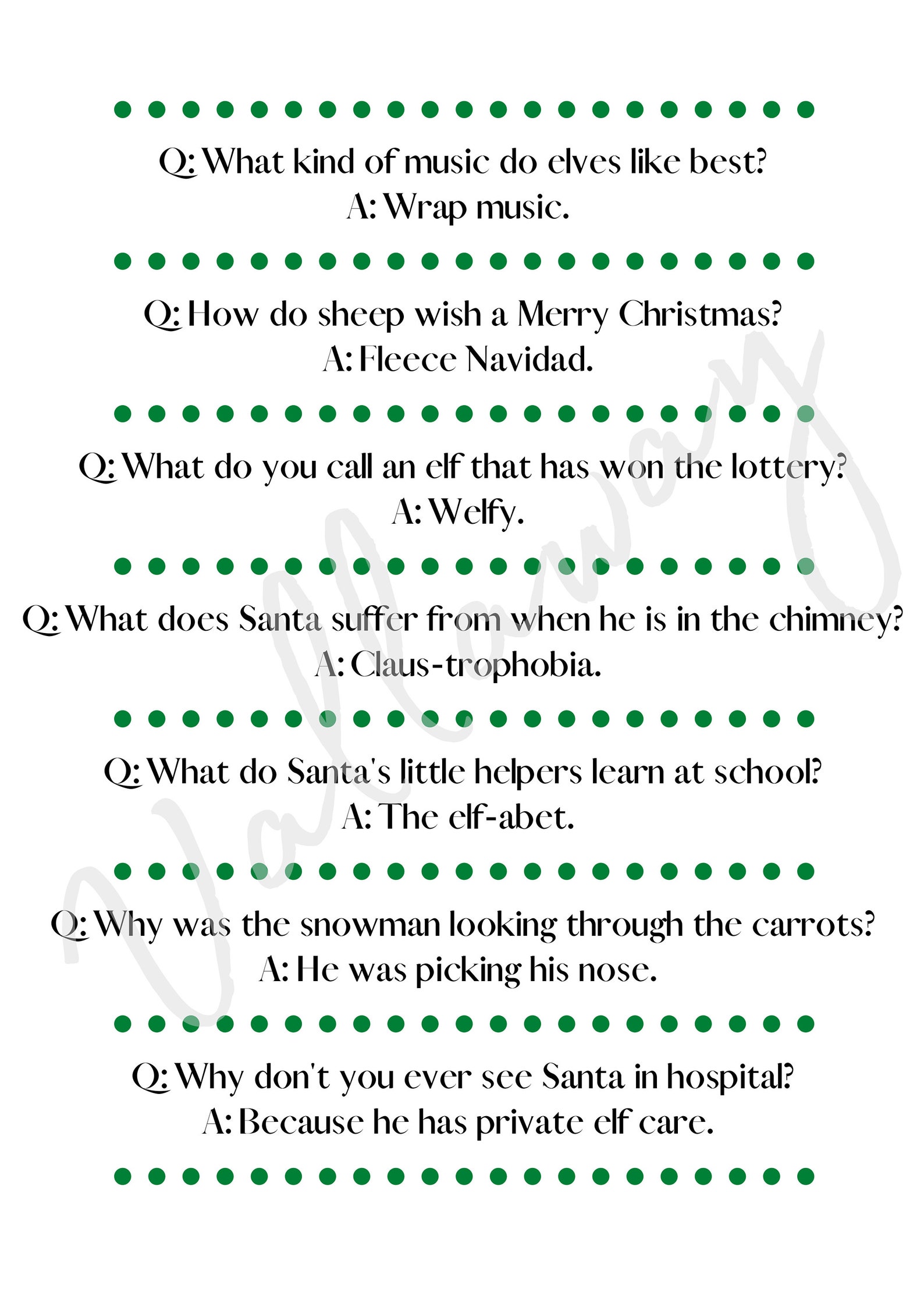 50 Christmas Jokes/ Riddles Printable Kids Lunchbox | Etsy