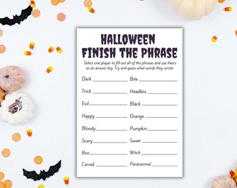 Halloween Finish the Phrase Game-halloween Party Game-spooky Party Game ...