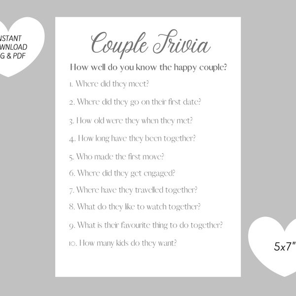 Bride Trivia Game - Etsy