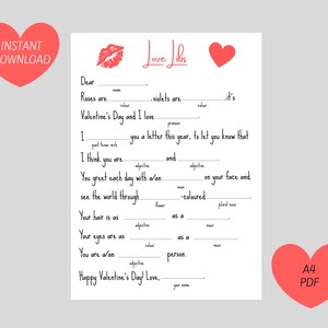 Valentine's Day - Mad Libs/ Love Libs Printable Party Game - Etsy