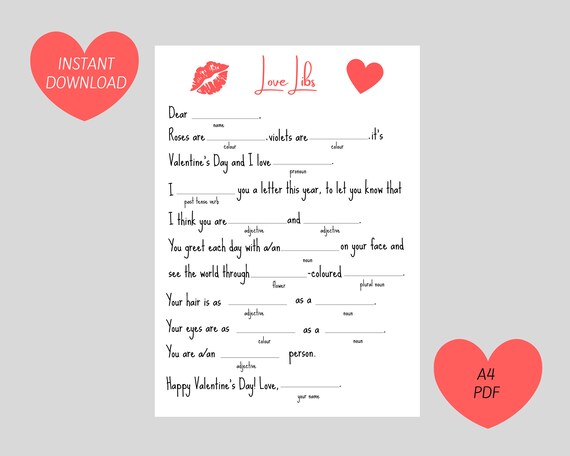 Relationship Mad Libs Printables