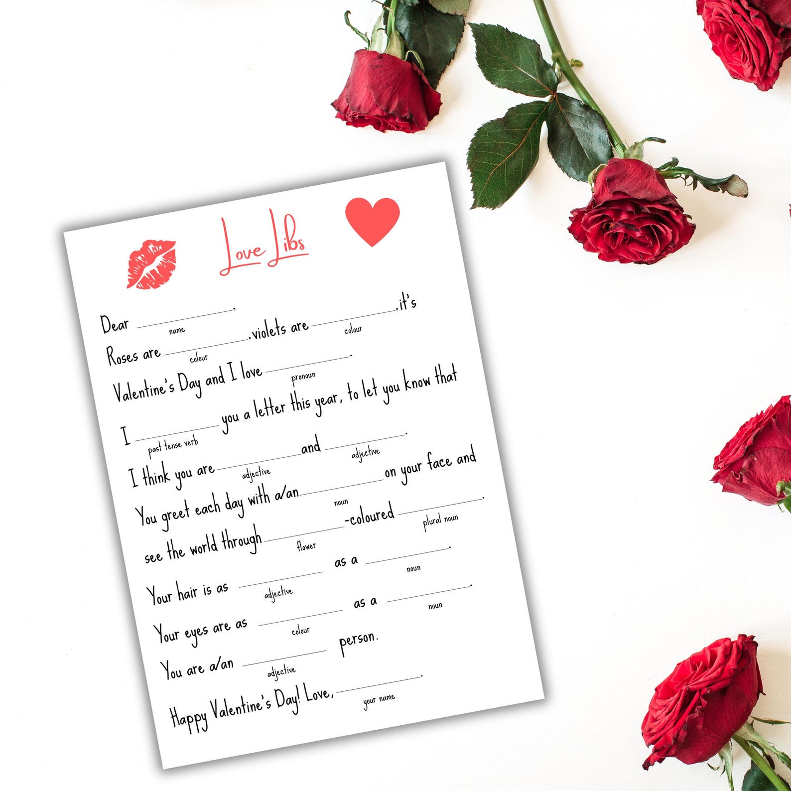 Valentine's Day - Mad Libs/ Love Libs Printable Party Game - Etsy