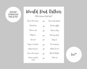 Father's Day Printable Game, Would You Rather Dad Activity Superhero ...