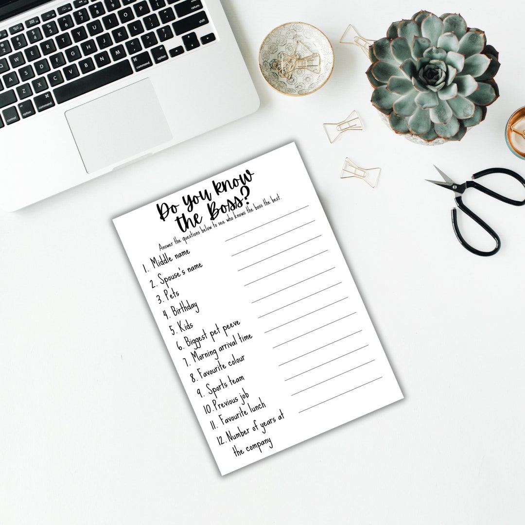 How Well Do You Know Your Boss? - Office/ Workplace Team Building Fun ...