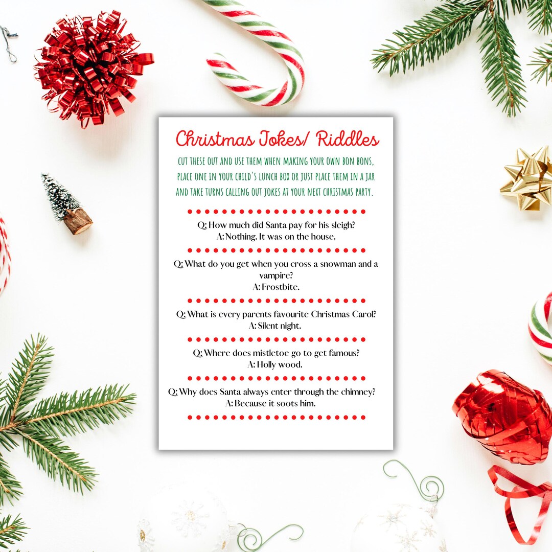 50+ Christmas Jokes/ Riddles Printable - Kids Lunchbox, Christmas ...