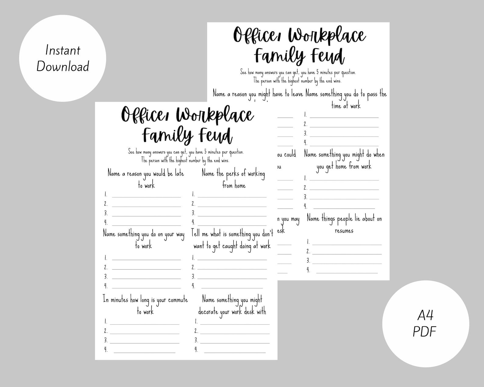 Office/ Workplace Family Feud Printable Game - Work/ Office Party, Team ...