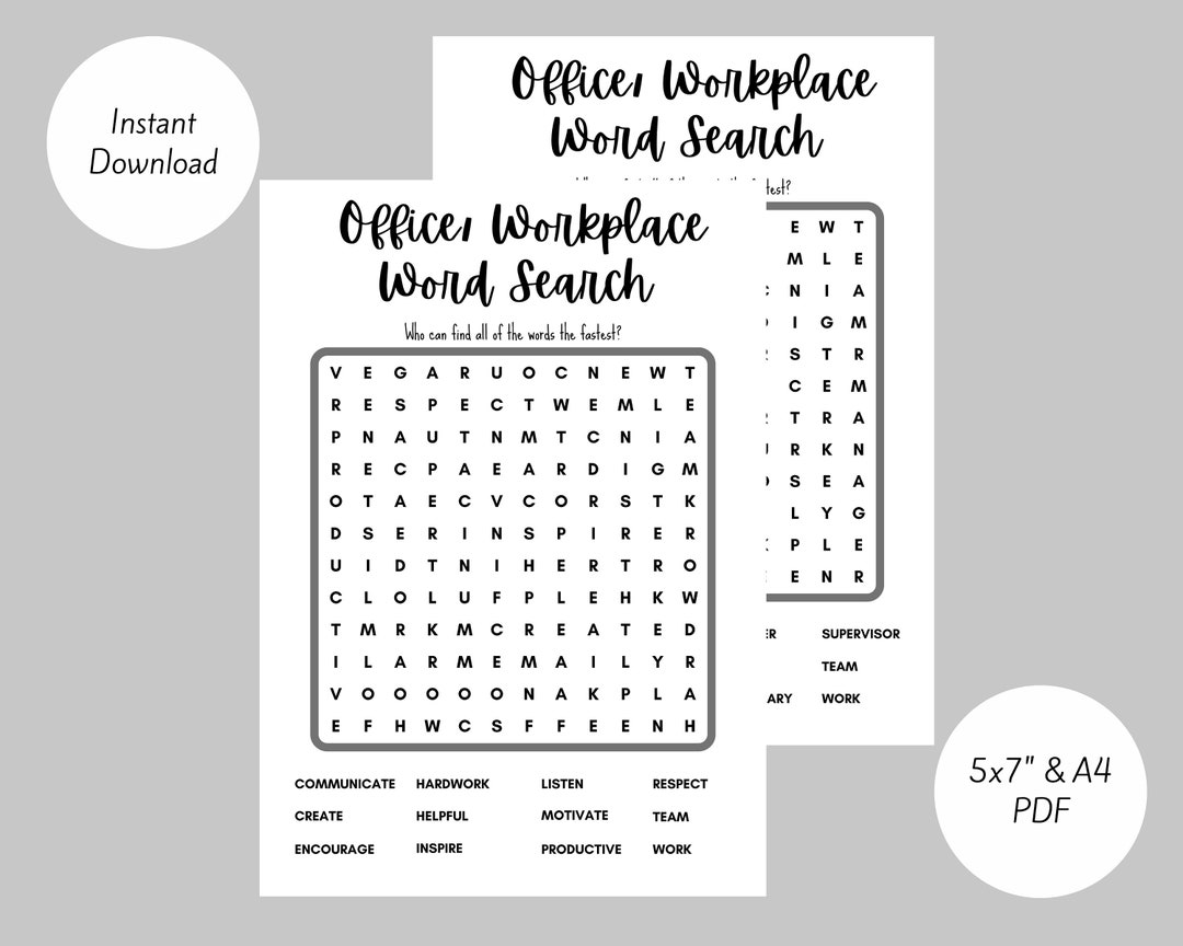X2 Office/ Workplace Word Search - Office Supplies & Workplace Ethics ...