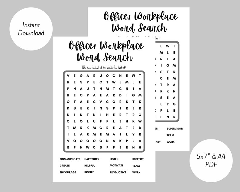 X2 Office/ Workplace Word Search - Office Supplies & Workplace Ethics ...