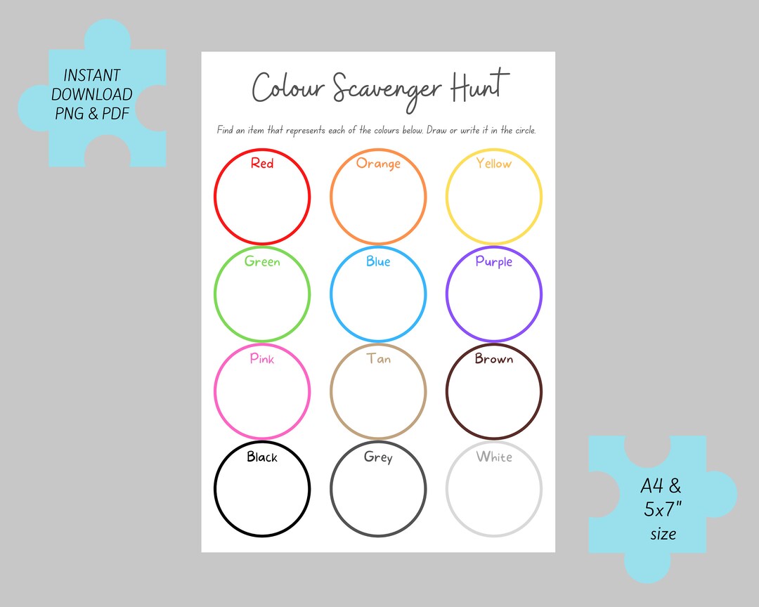 Colour Scavenger Hunt - Fun Kids Activity - Etsy