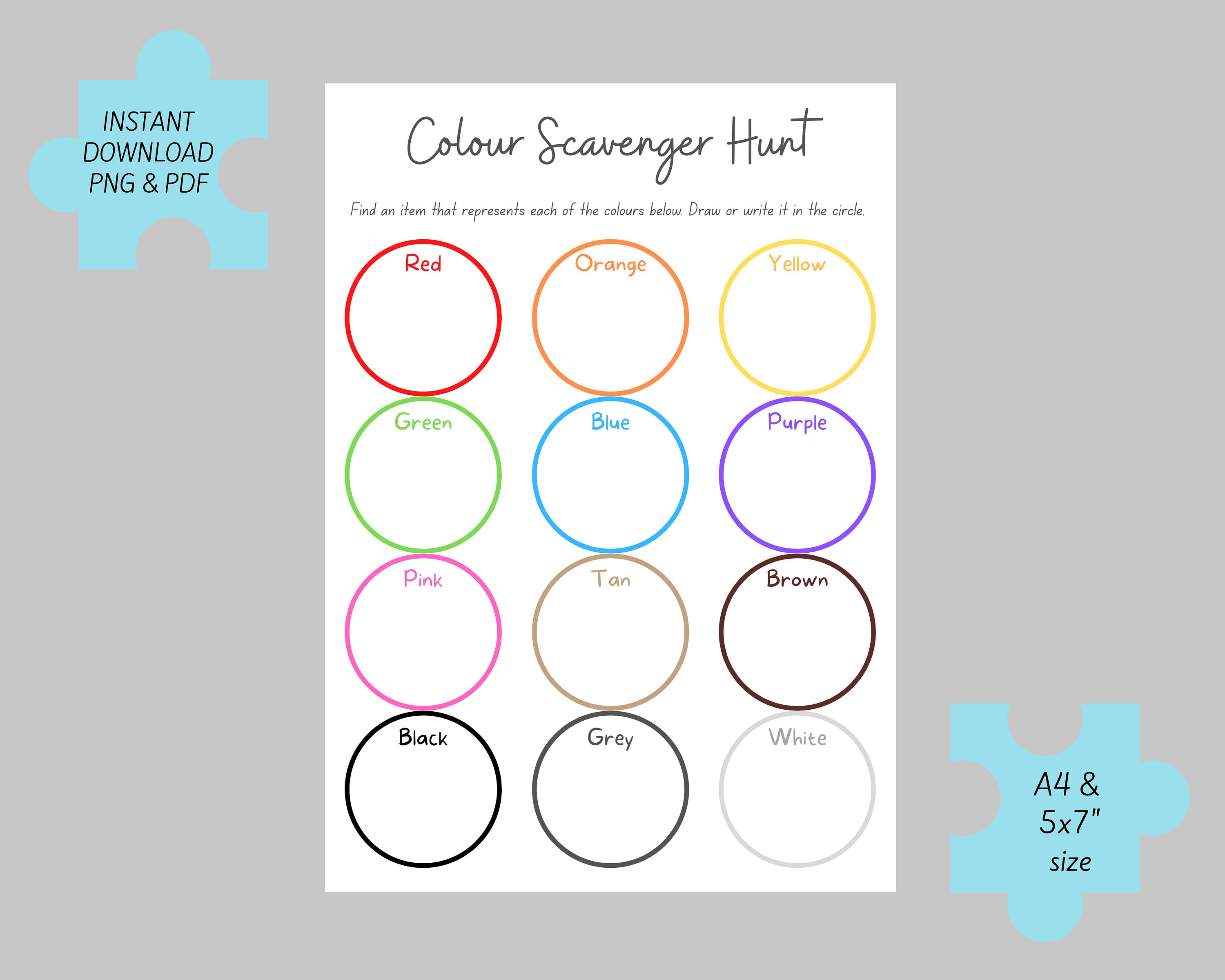Colour Scavenger Hunt - Fun Kids Activity - Etsy
