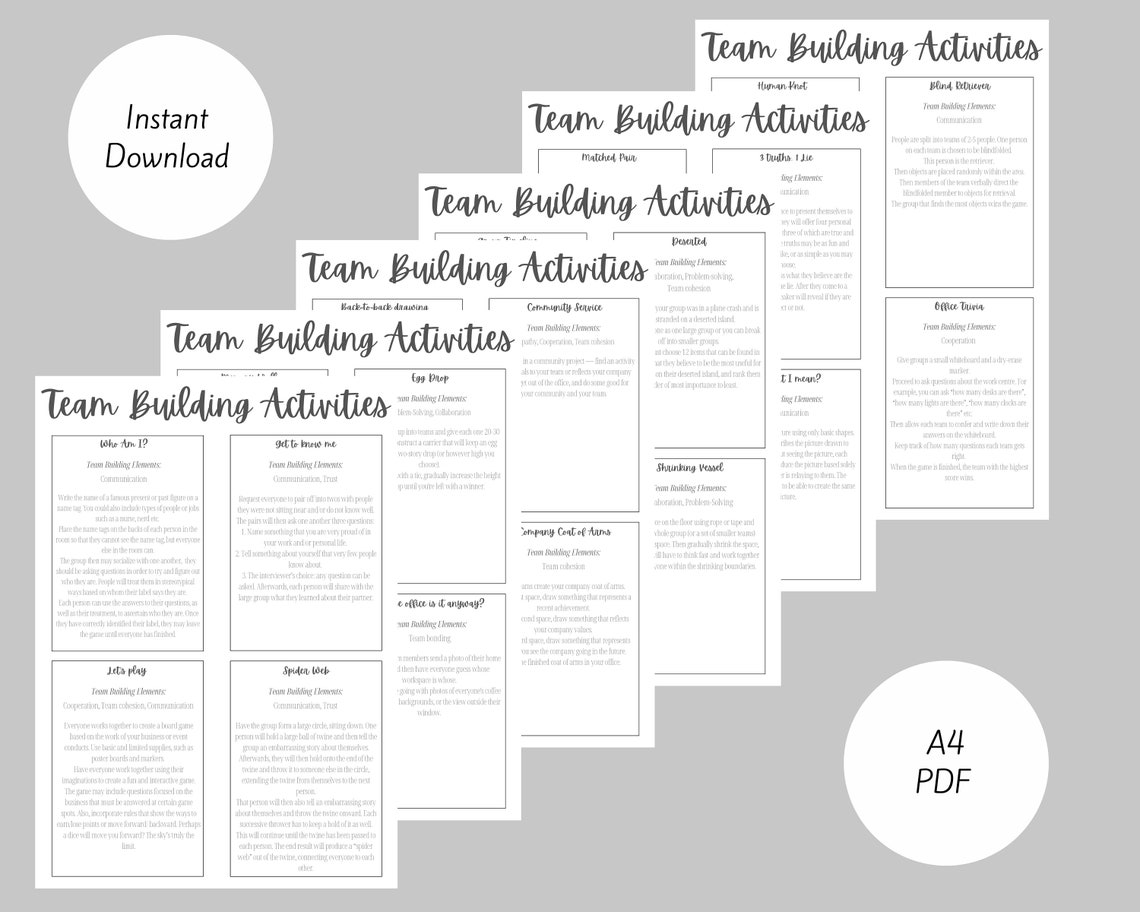 24 Team Building/ Team Bonding Activity Cards - Etsy