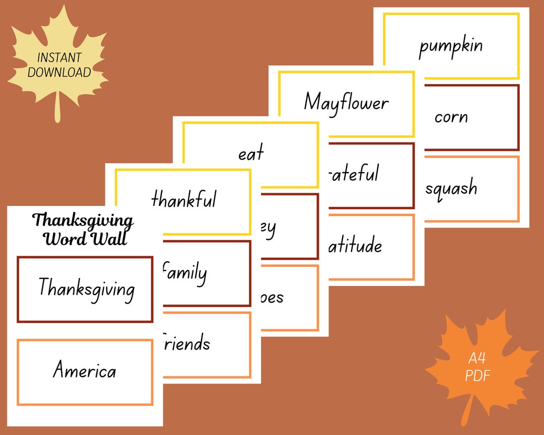 Thanksgiving Word Wall - 40+ Cards - Etsy