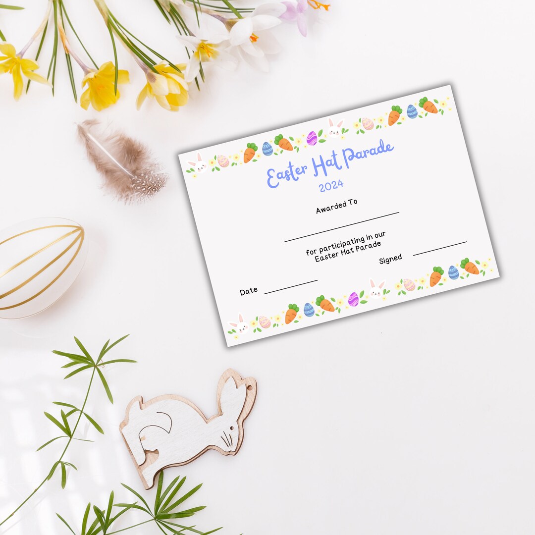 X2 2024 Easter Hat Parade Printable Certificates - Etsy