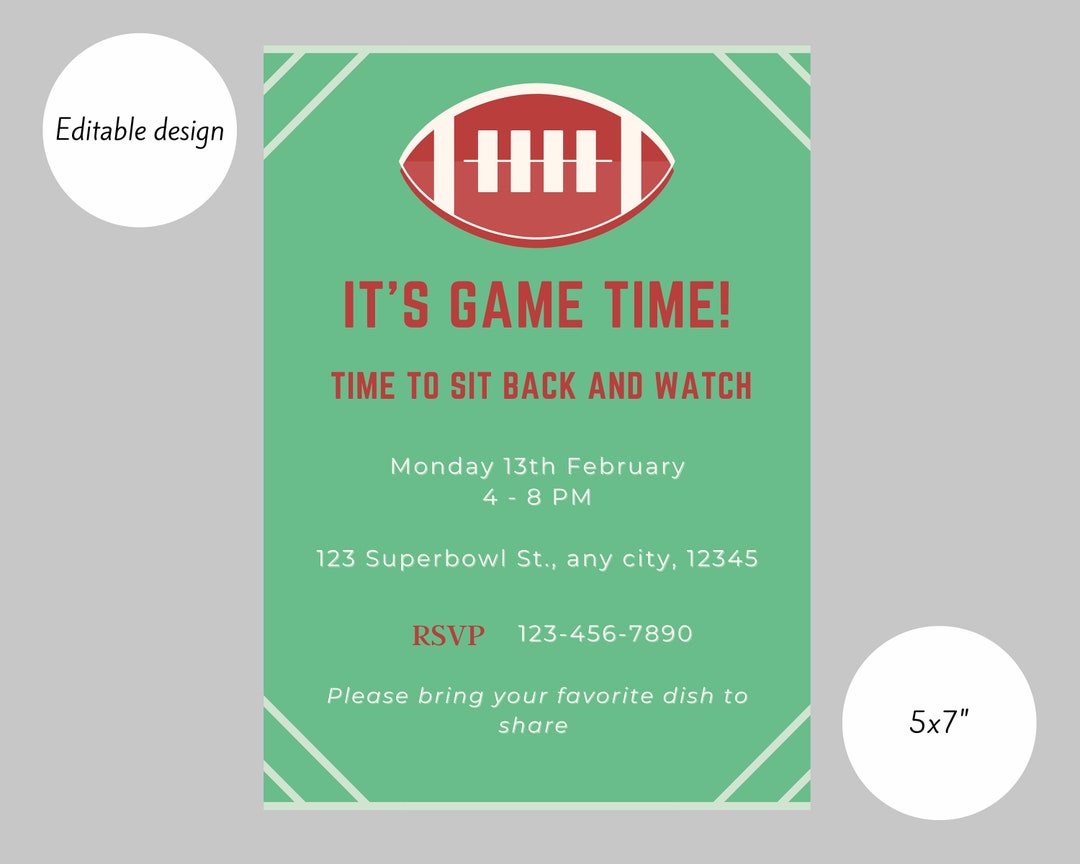 Football Game/ Watch Party Invitation Editable Template - Etsy