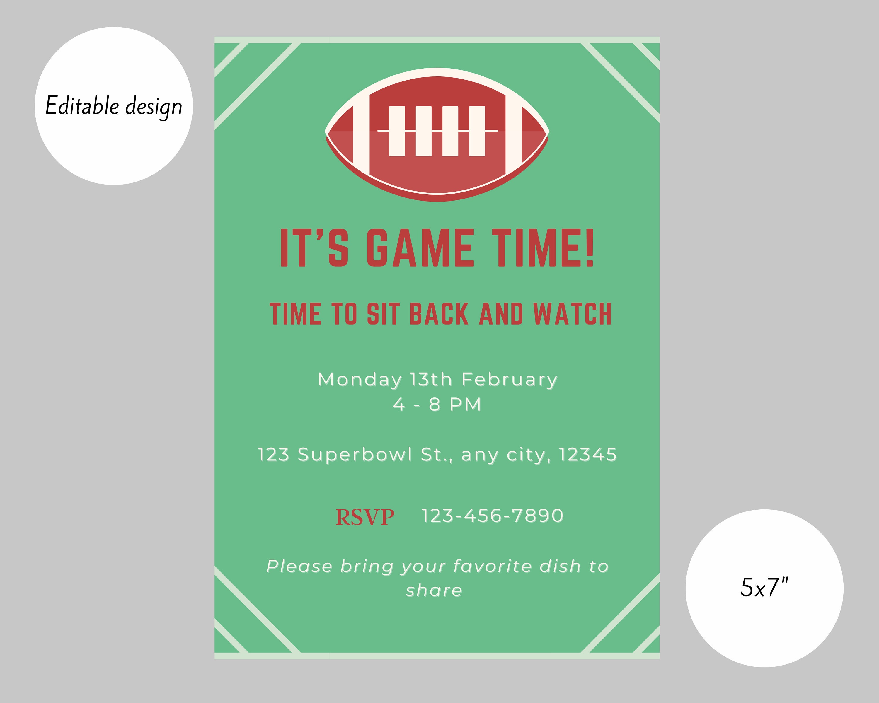 Football Game/ Watch Party Invitation Editable Template - Etsy