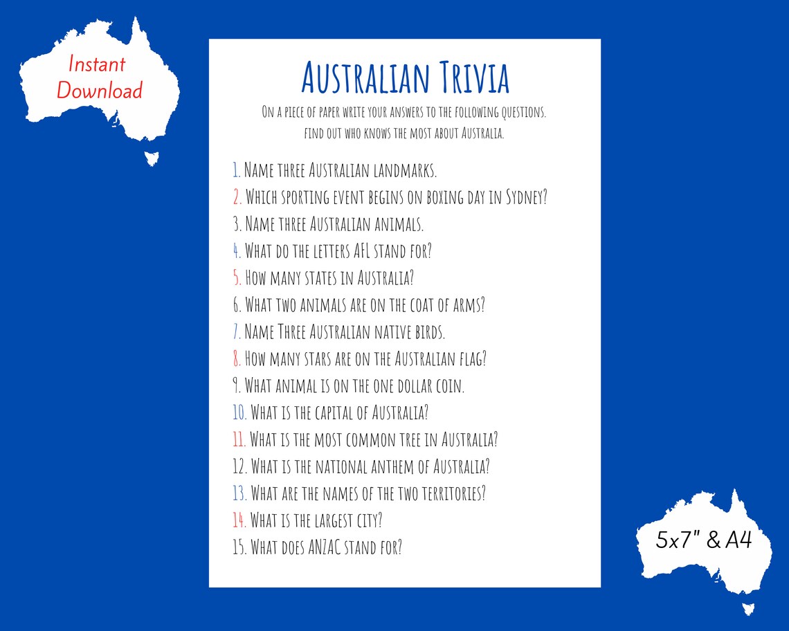 Australian Trivia - Etsy Australia