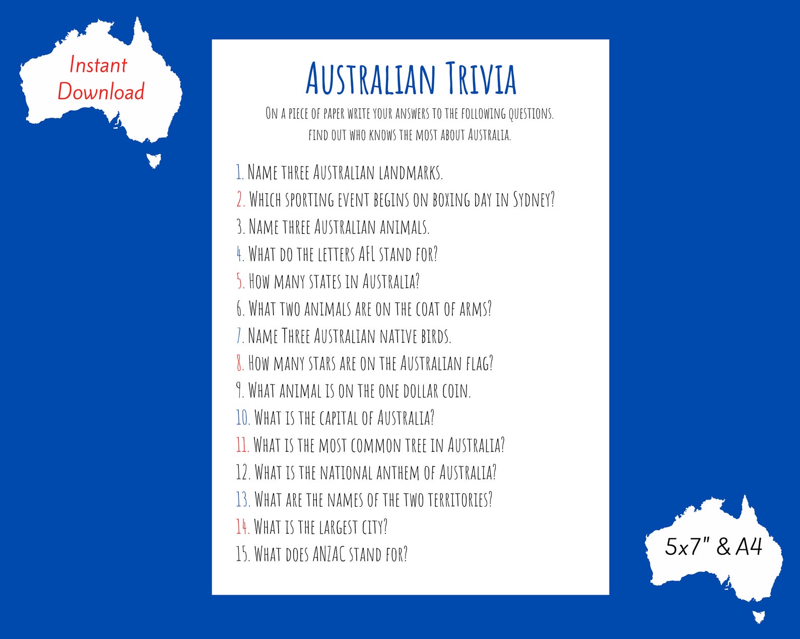 Australian Trivia - Etsy Australia