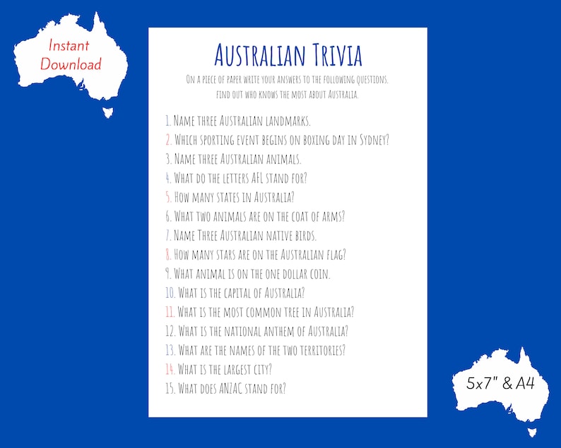 Australian Trivia - Etsy Australia