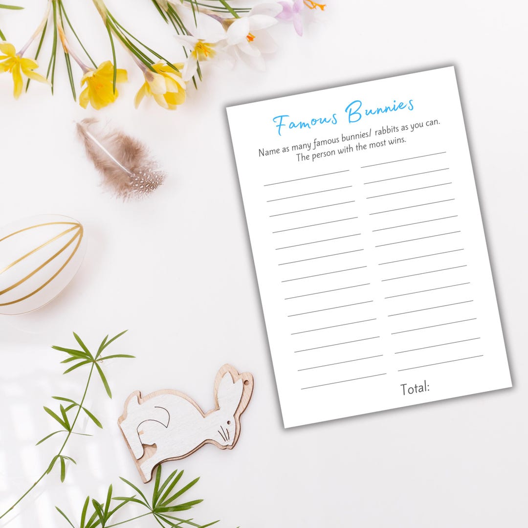 Famous Bunnies - Easter Party Game - Instant Printable - Etsy