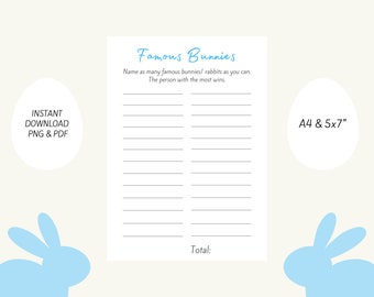 Easter Somebunny Famous Game, Printable Easter Game, Famous Bunnies ...