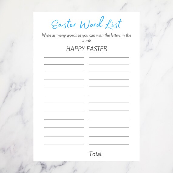 Easter Word List