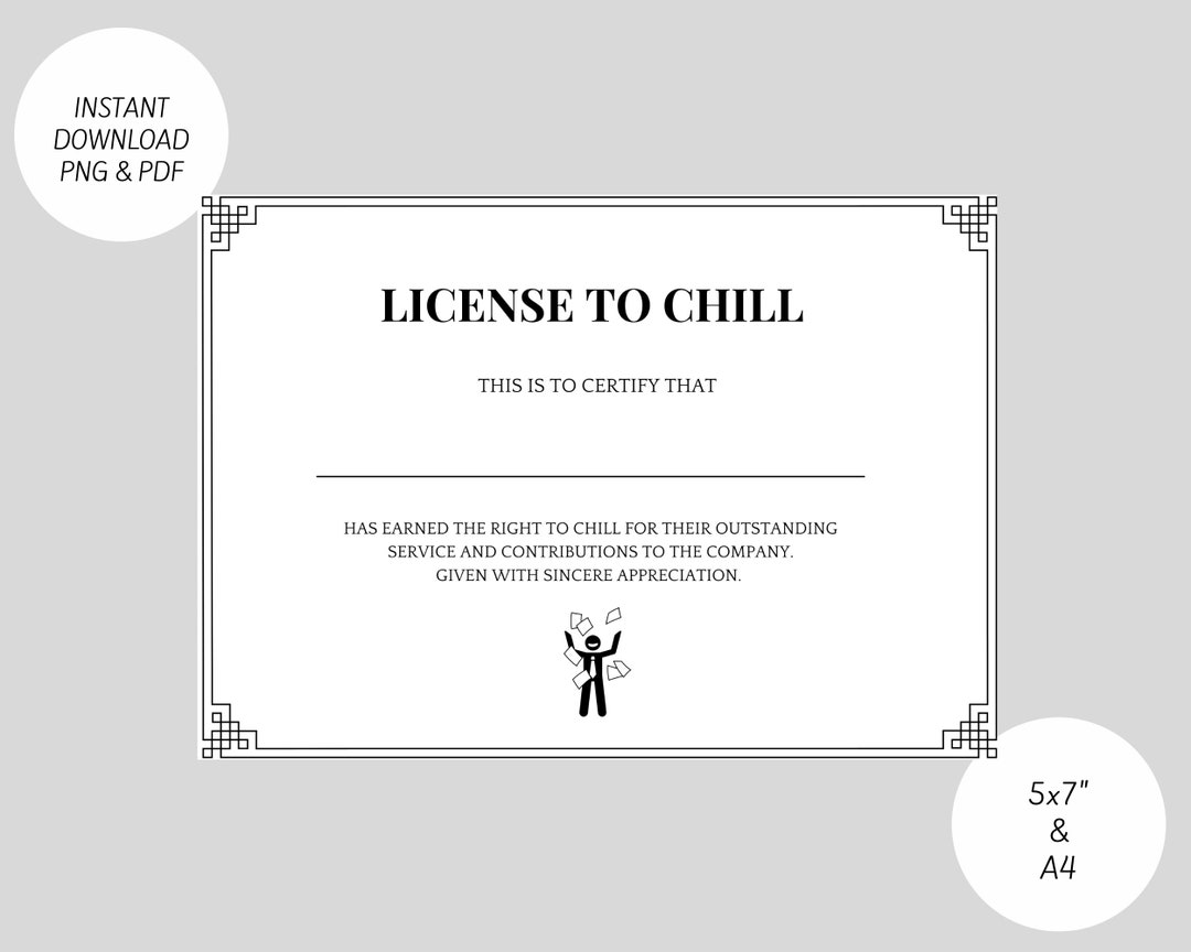 Retirement Printable - License to Chill - Etsy