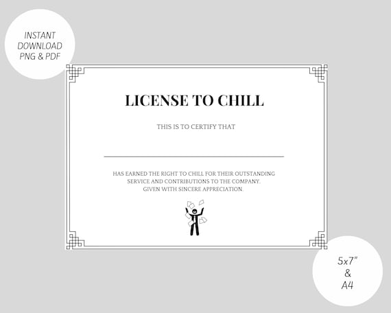Retirement Printable License to Chill - Etsy