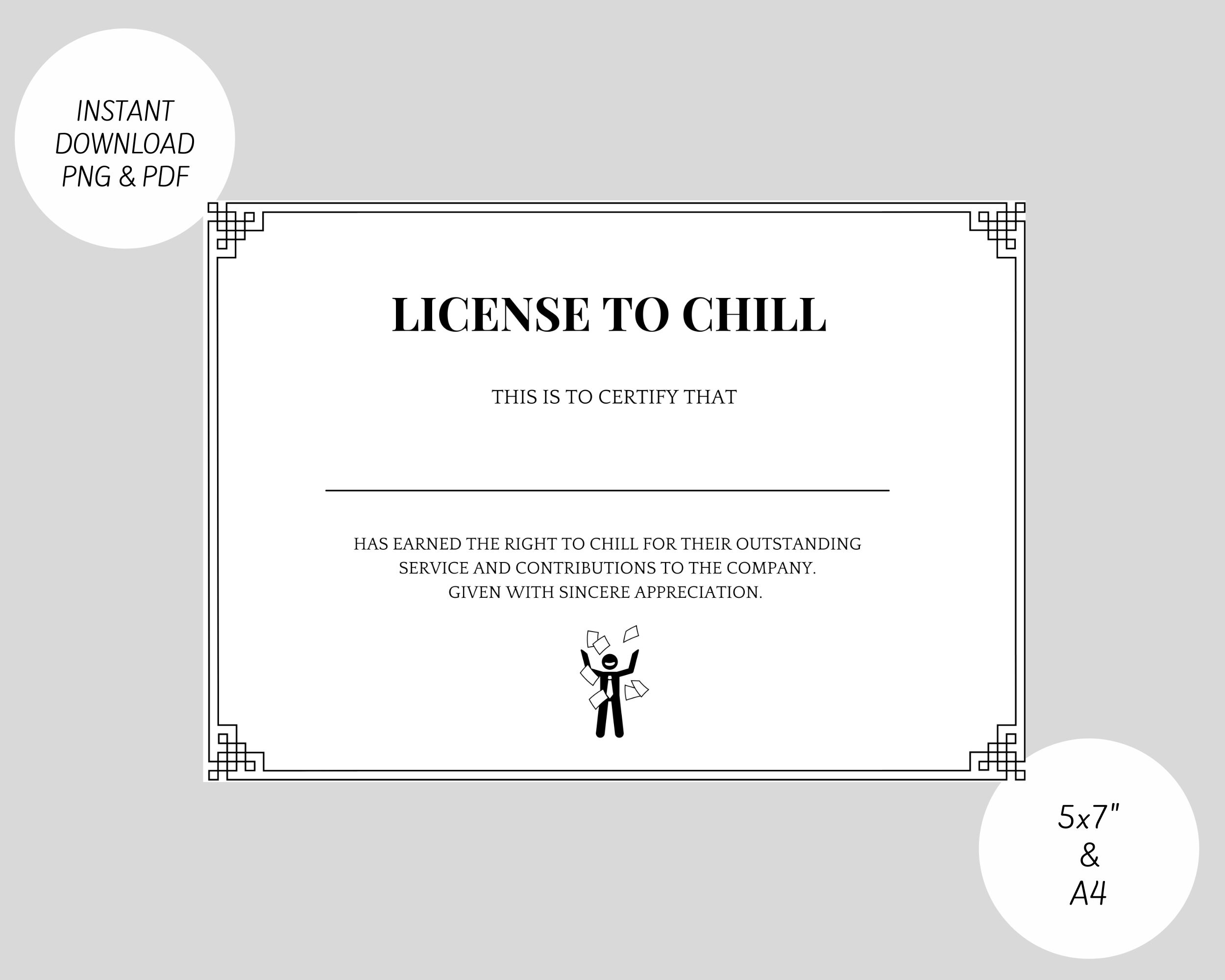 Retirement Printable - License to Chill - Etsy