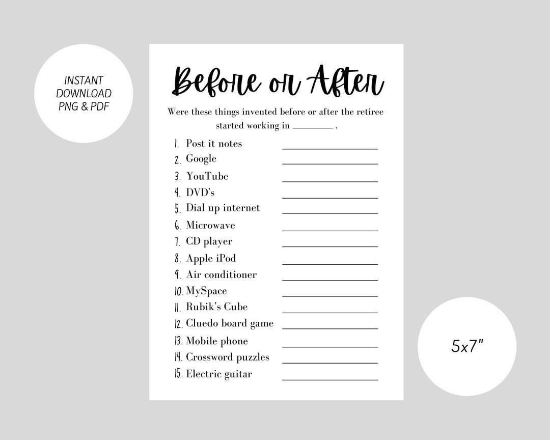 Retirement Party Game - Before or After - Etsy