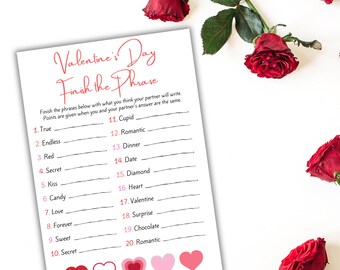 Valentine's "finish the Phrase" Printable Game ⁝ Valentine's Day Group ...