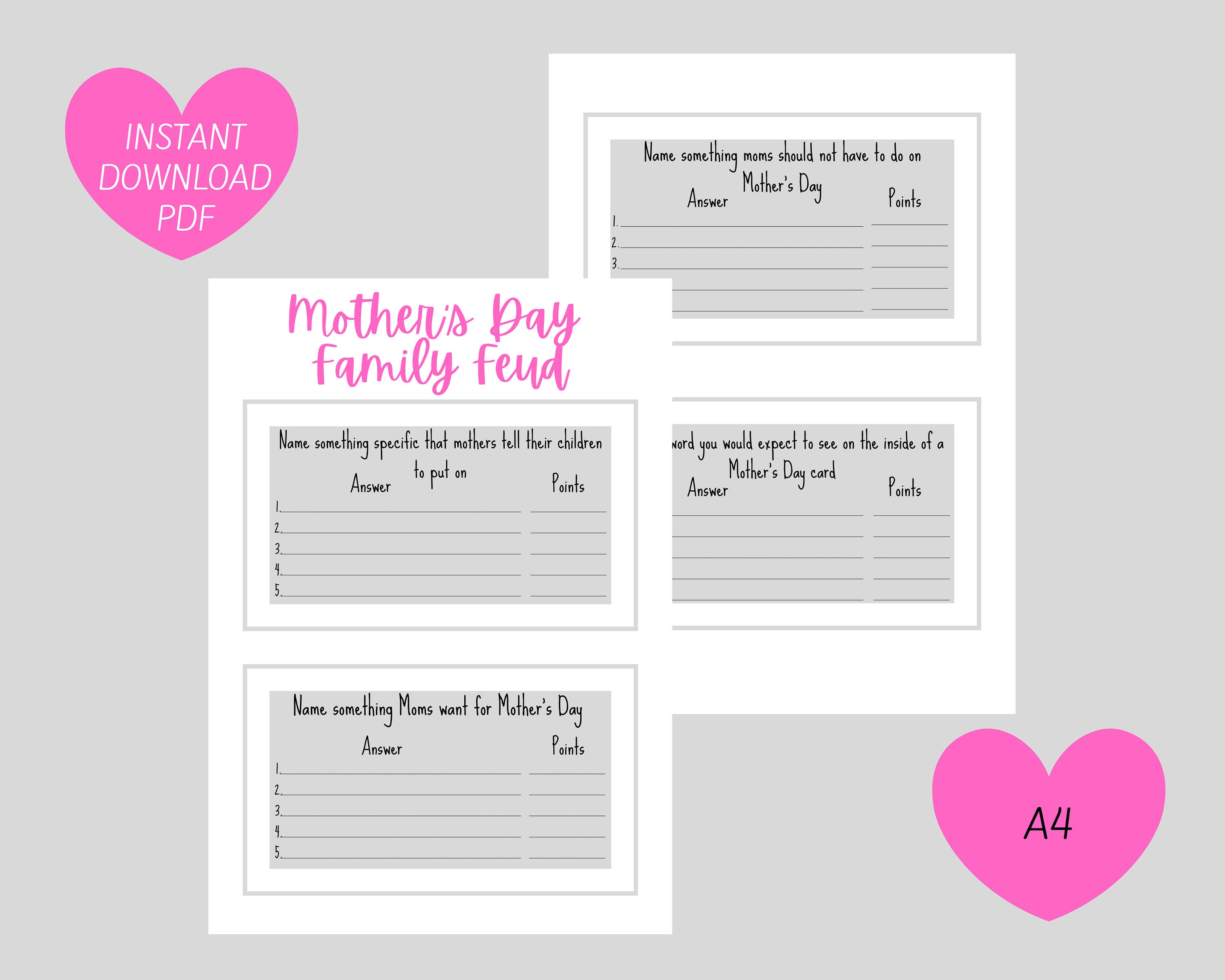 Mother's Day Family Feud - Instant Download Digital Game Printable - Etsy