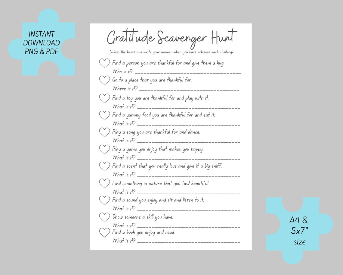 Gratitude Scavenger Hunt - Kids Activity to Teach Gratefulness and ...