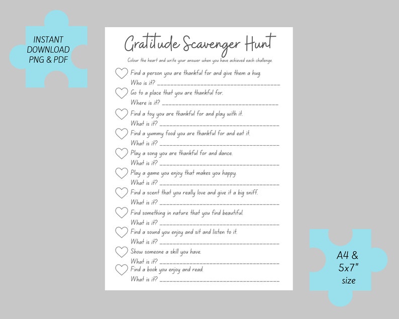 Gratitude Scavenger Hunt - Kids Activity to Teach Gratefulness and ...
