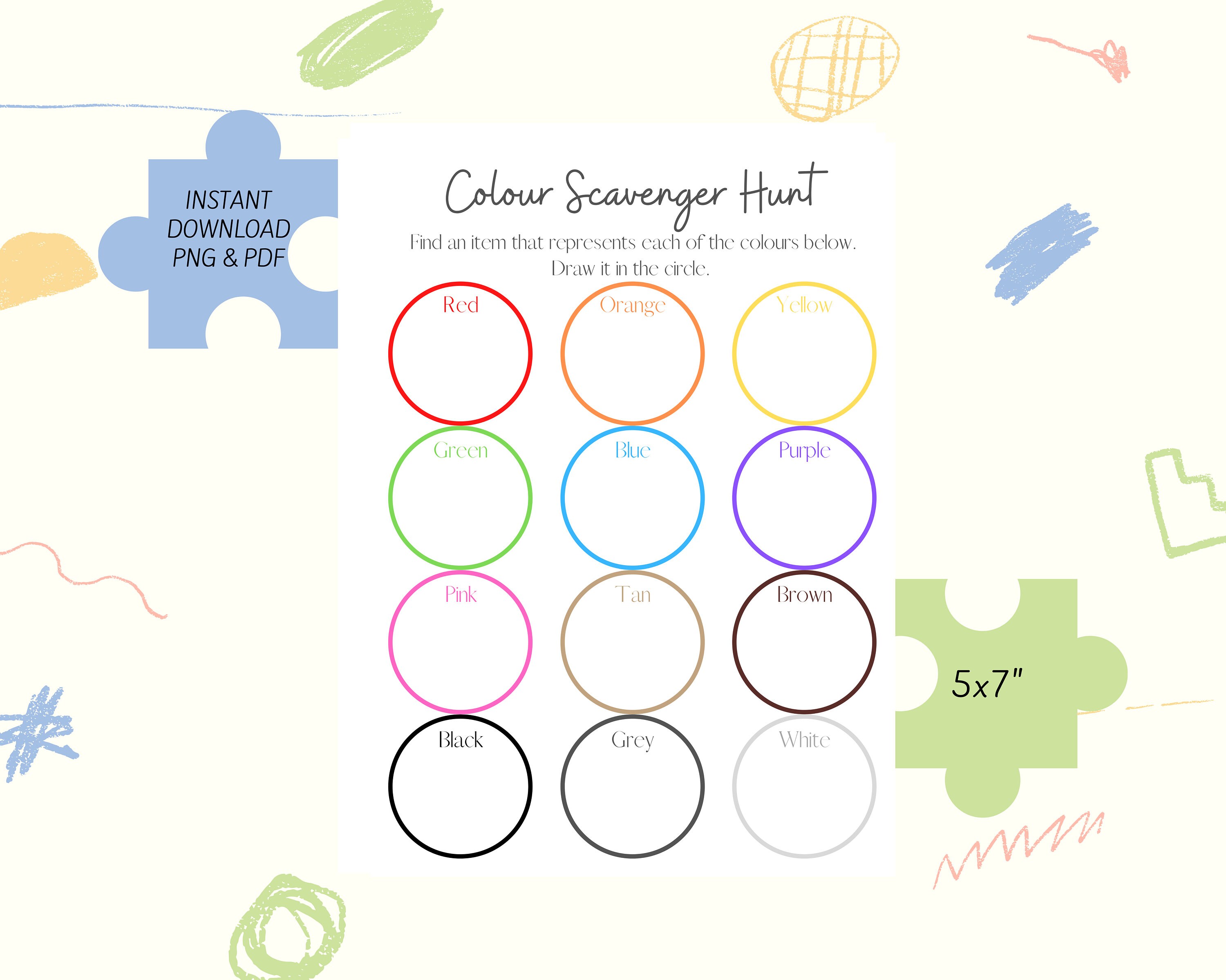 Colour Scavenger Hunt Fun Kids Activity - Etsy