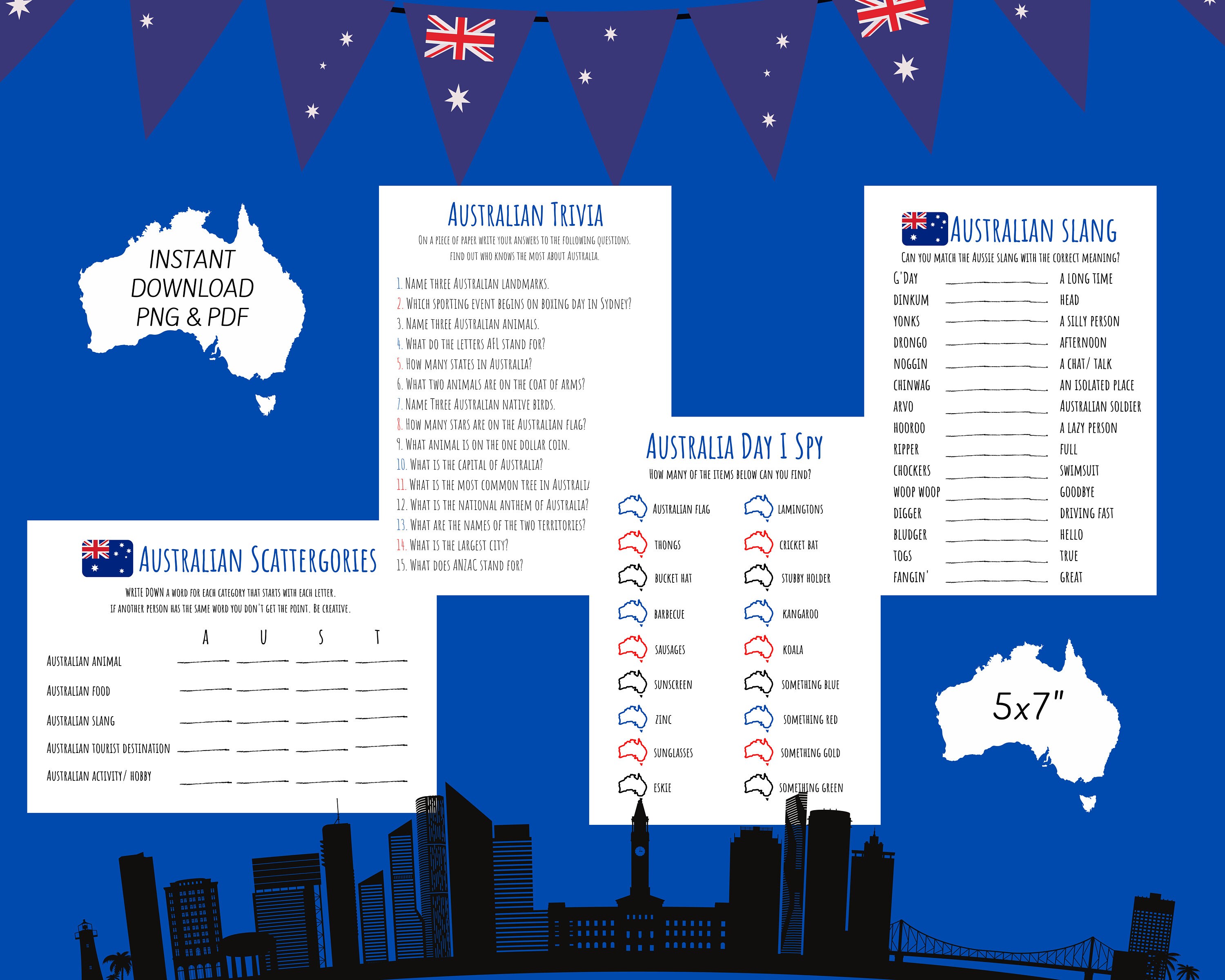 Australia Day Games Pack - X4 Fun Games - Etsy Australia