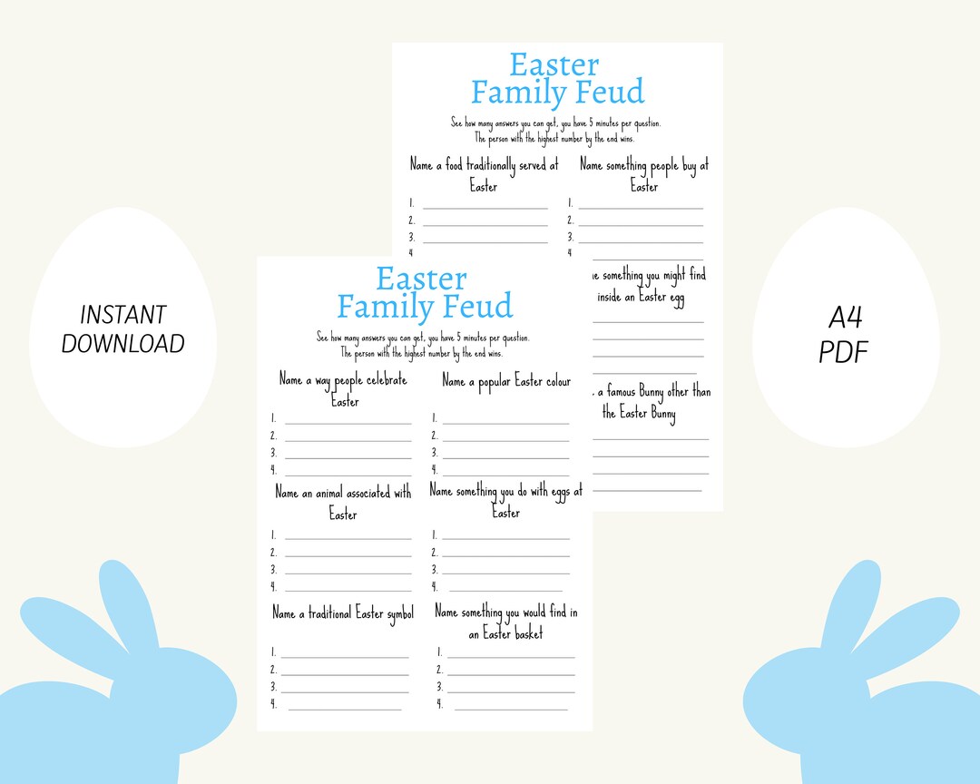 Easter Family Feud Printable Party Game - Etsy