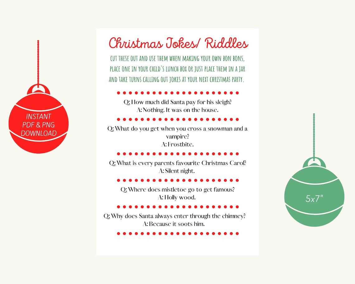 50+ Christmas Jokes/ Riddles Printable - Kids Lunchbox, Christmas ...