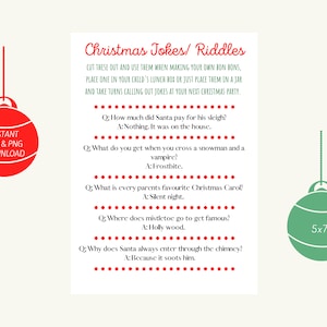 50+ Christmas Jokes/ Riddles Printable - Kids Lunchbox, Christmas ...