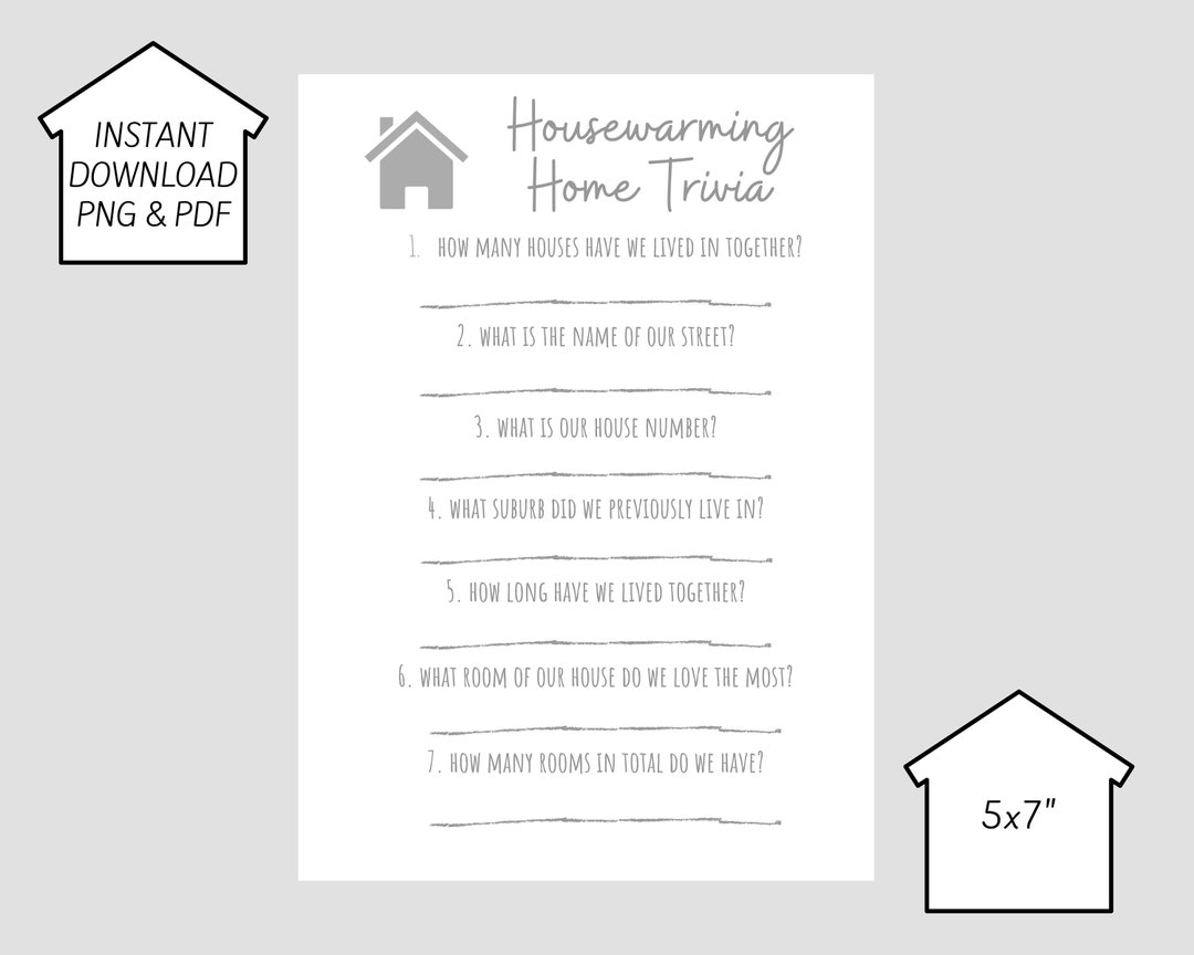 Housewarming Home Trivia - Housewarming Game Printable - Etsy