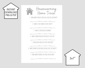 New Home Trivia Game Housewarming Party Game - Etsy