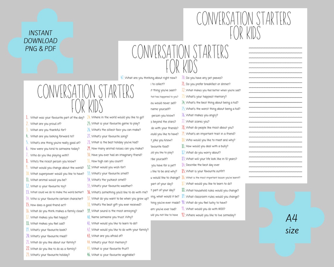90+ Conversation Starters for Kids & Adults (+ Additional Blank Page to ...