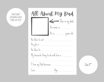All About My Dad Father's Day Gift Idea Printable - Etsy