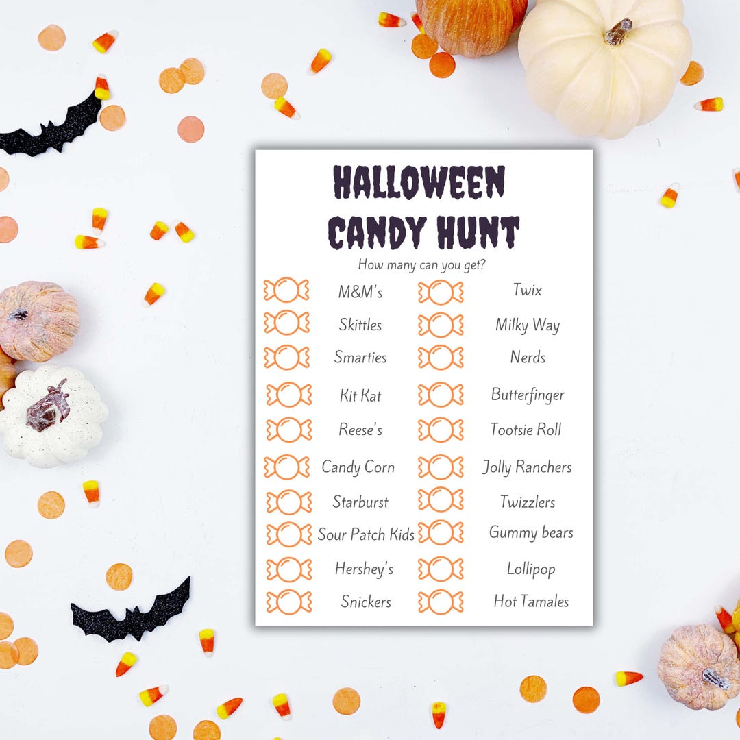 Halloween Candy Hunt - Trick or Treat Scavenger Hunt - Printable ...