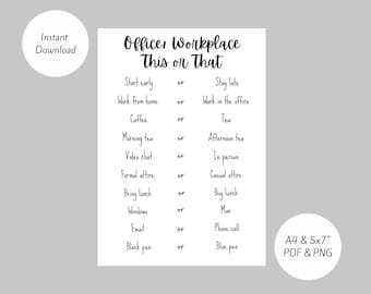Office This or That Game, Printable Icebreaker for Work, Team Building ...