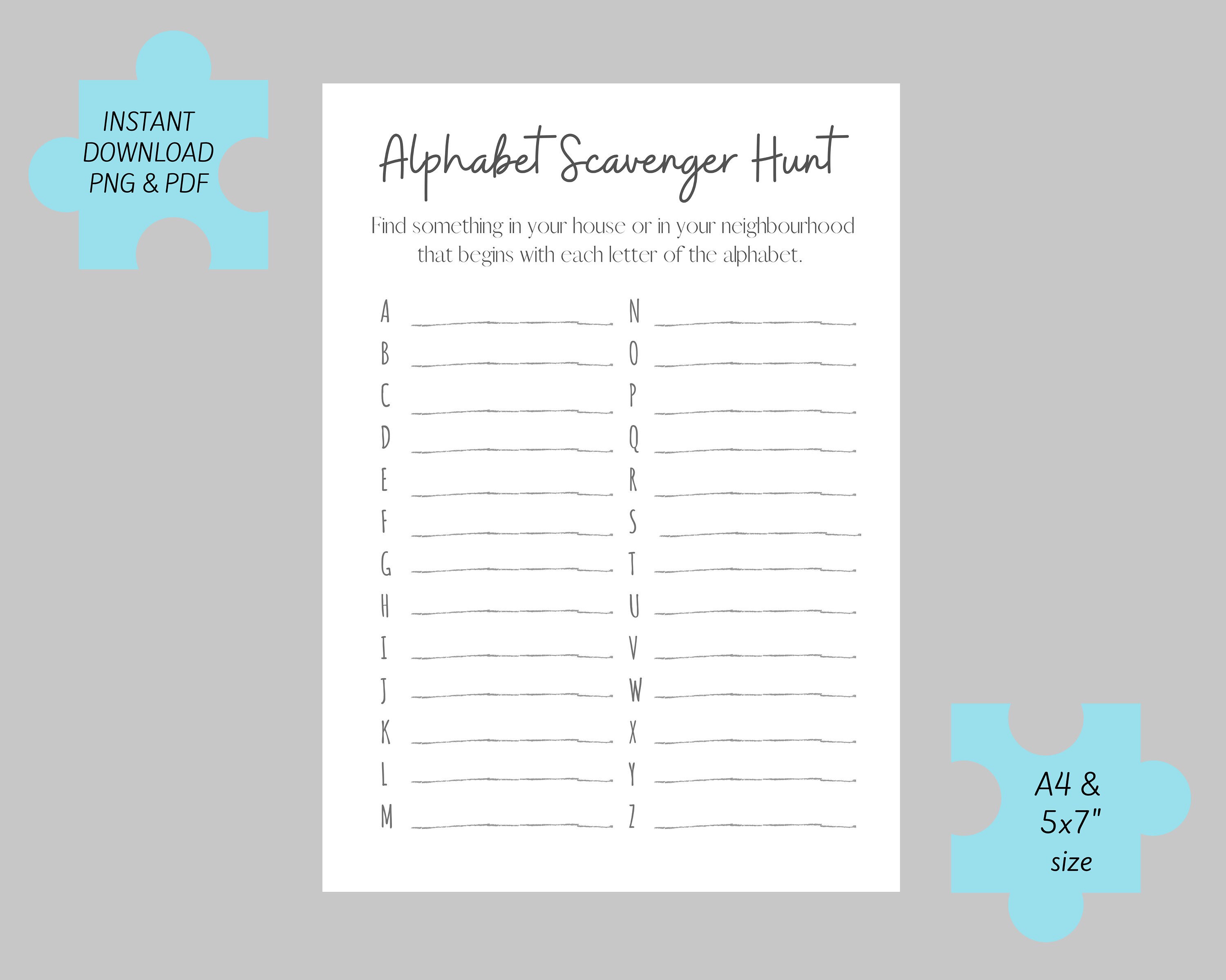 A-Z Alphabet Scavenger Hunt - Fun Kids Activity - Etsy