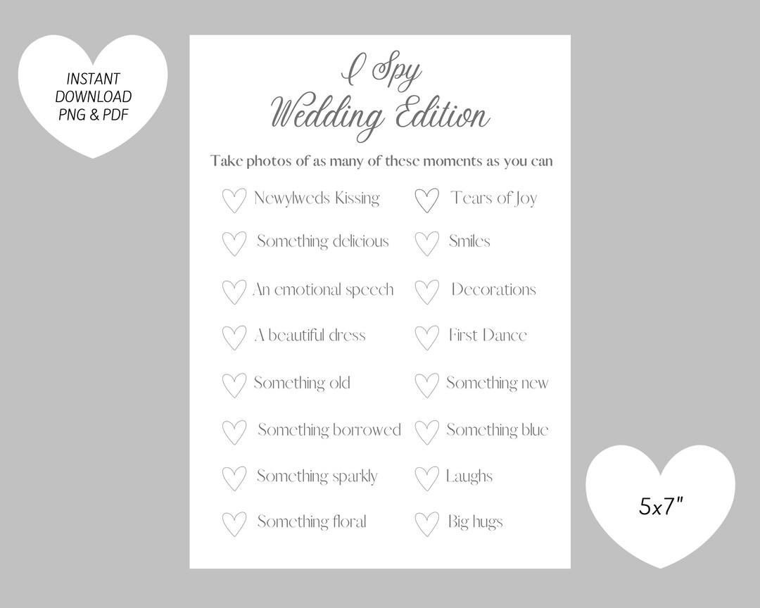 I Spy Wedding Edition Printable Game - Etsy