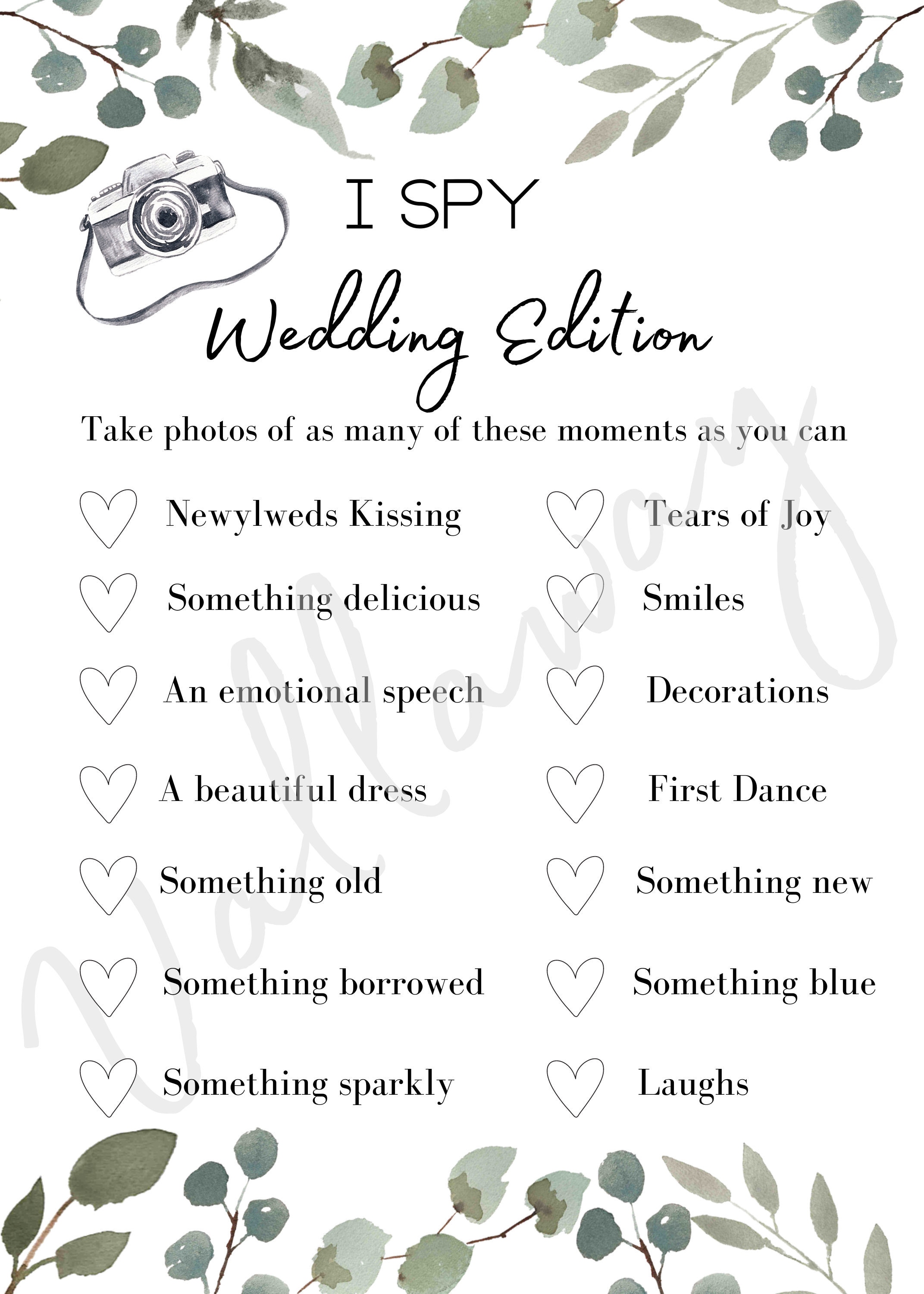 I Spy Wedding Edition | Etsy